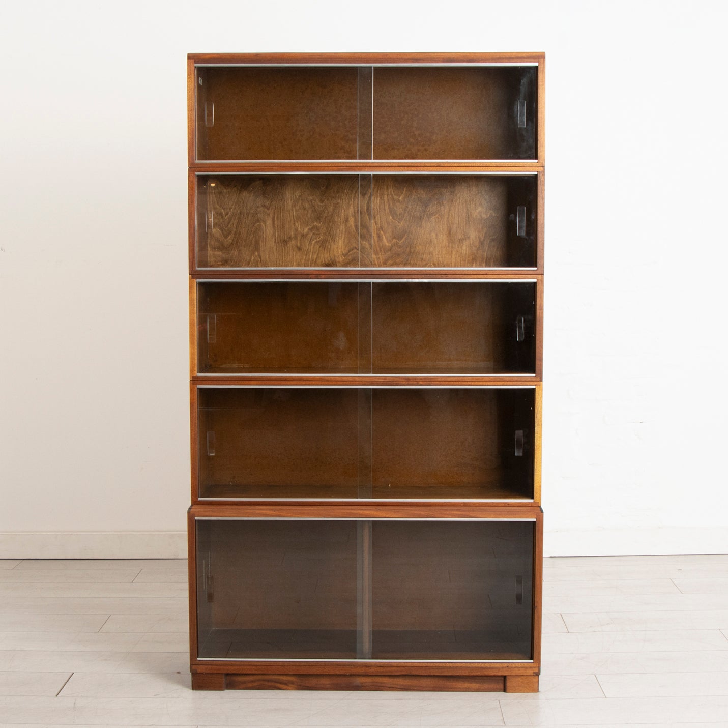 Midcentury Modular Walnut Bookcase with Sliding Glass Doors by Minty ...